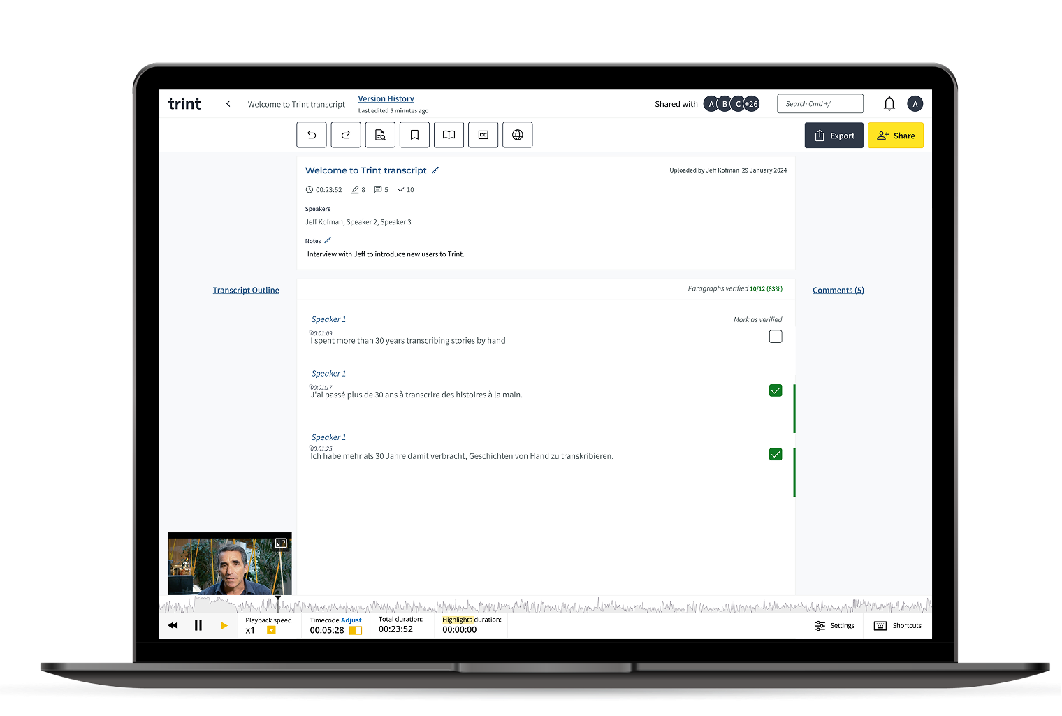 What is Trint's desktop app